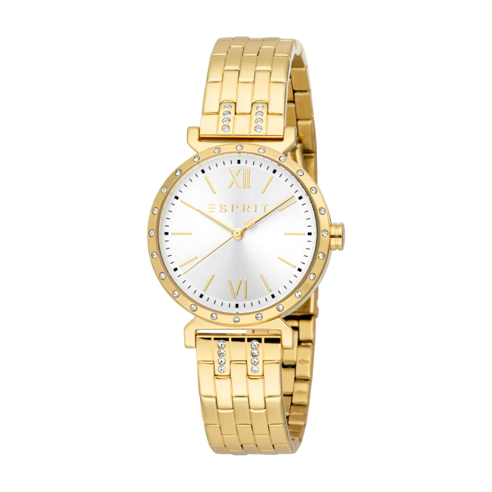ESPRIT Women's Watch Gold Color Case Silver Dial Gold Color Metal Brac ...