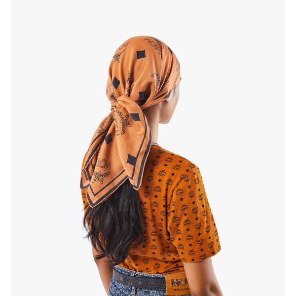 MCM All-Over Logo Print Scarf – Blue Salon