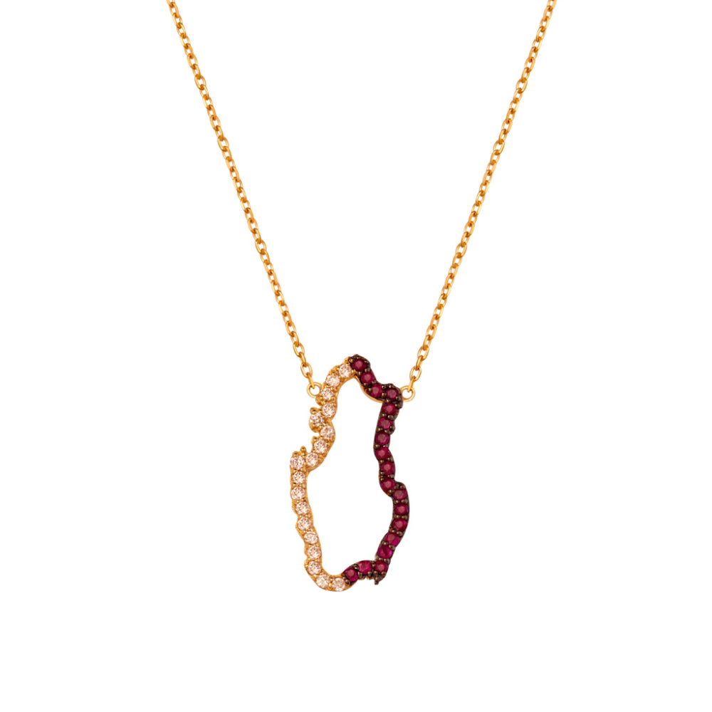Michella 18 Ct Gold Diamond Qatar Map Necklace Basic – Blue Salon