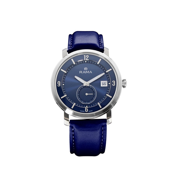 Rama Men's Quartz Watch Stainless Steel Case With Blue Sun Ray And Blu ...