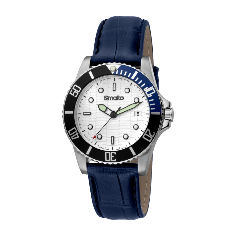 Smalto Men Watch, Silver Color Case, Silver Dial, Blue Strap ...