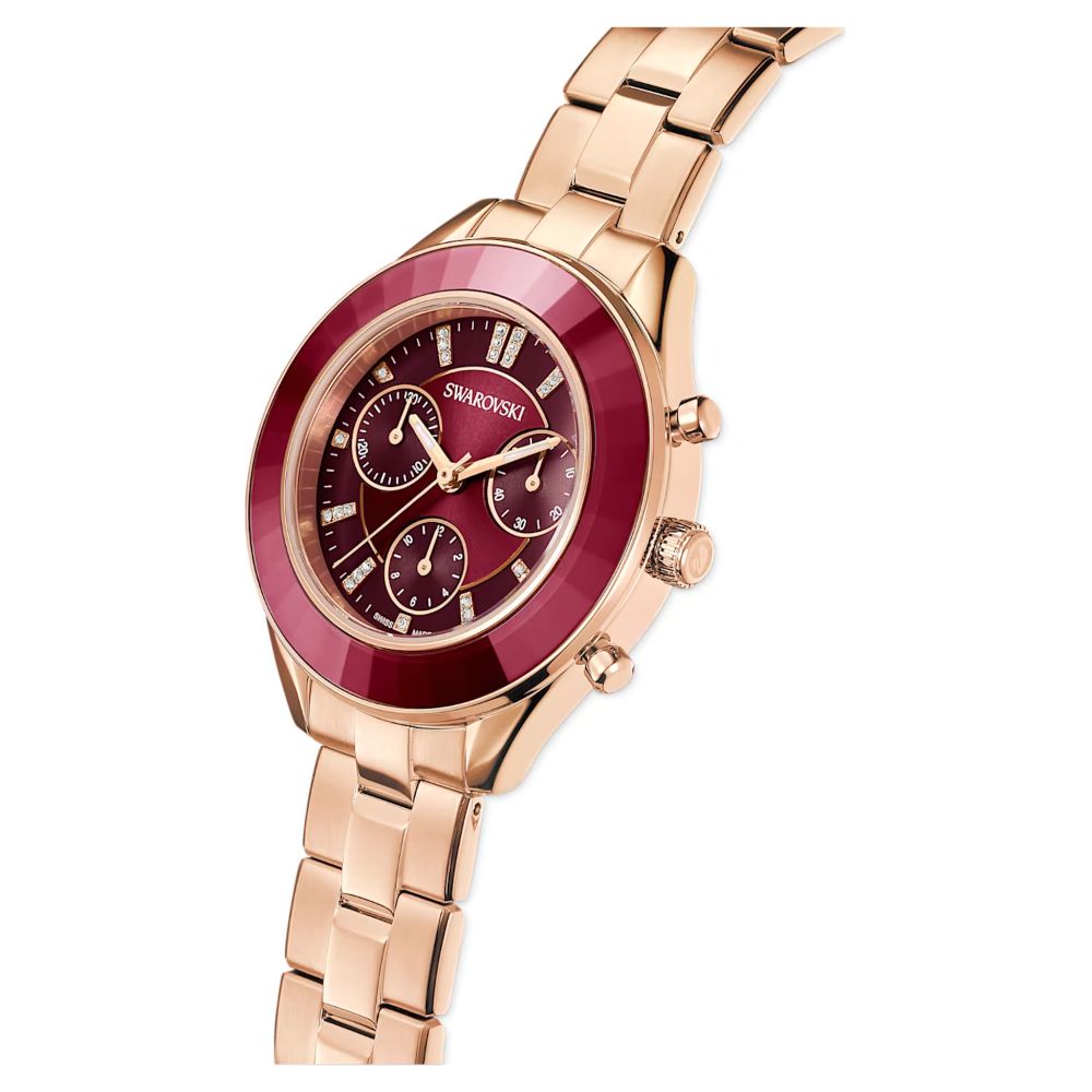 Swarovski Octea Lux Sport Watch Metal bracelet Red Rose gold-tone fini ...