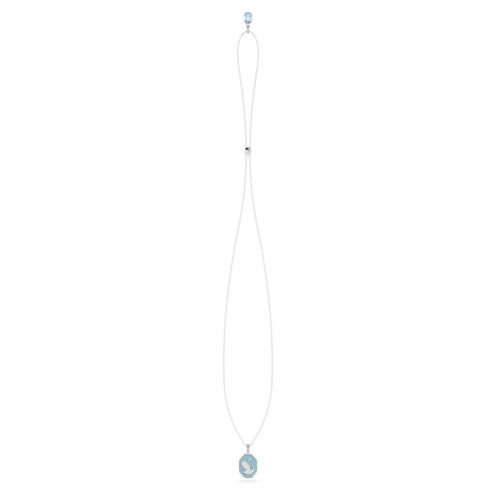Swarovski Signum Necklace with pendant Swan Blue Rhodium plated 70 CM ...