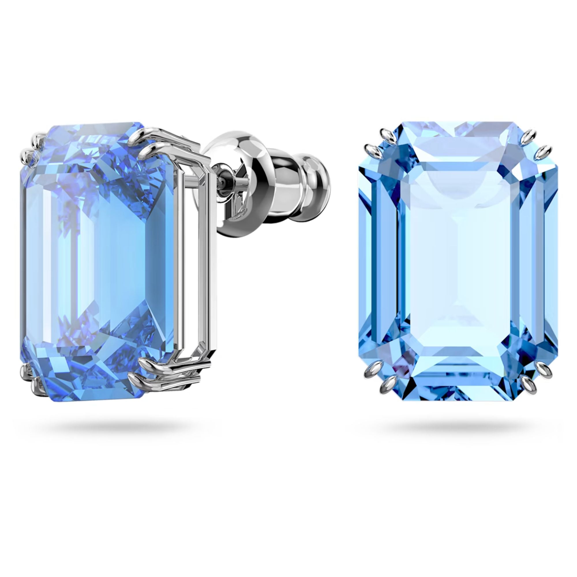 Swarovski Millenia Stud Earrings Octagon Cut, Blue, Rhodium Plated ...