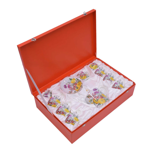Stechol Gift Box GRA Set of 15 pieces Tea Cups & Saucer – Blue Salon