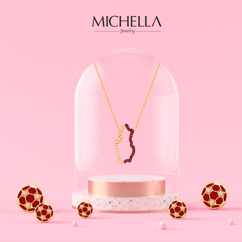 Michella 18 Ct Gold Diamond Qatar Map Necklace Basic – Blue Salon